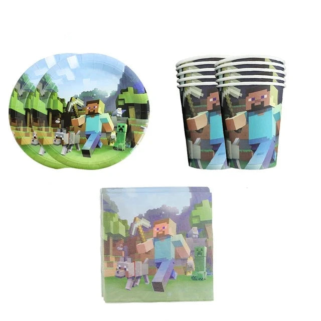 60 Teile Minecraft Geburtstag Deko Party Artikel mit Teller, Becher et ...